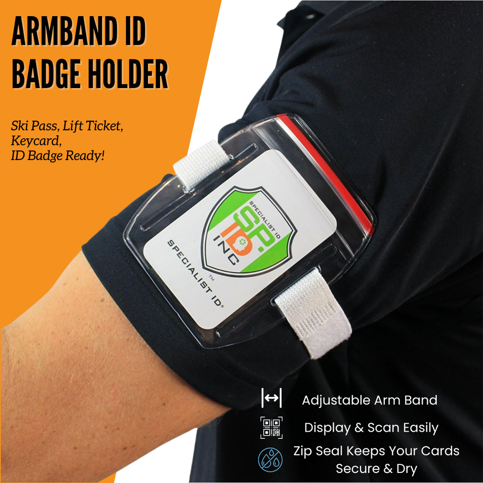 Heavy Duty Waterproof Armband ID Badge Holder / Season Lift Ticket Arm ...