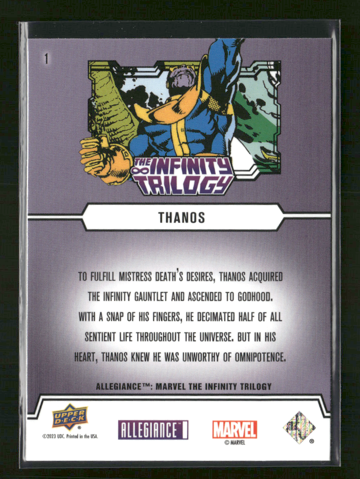 2023 Upper Deck Marvel Allegiance Infinity Trilogy Card #1 Thanos | eBay