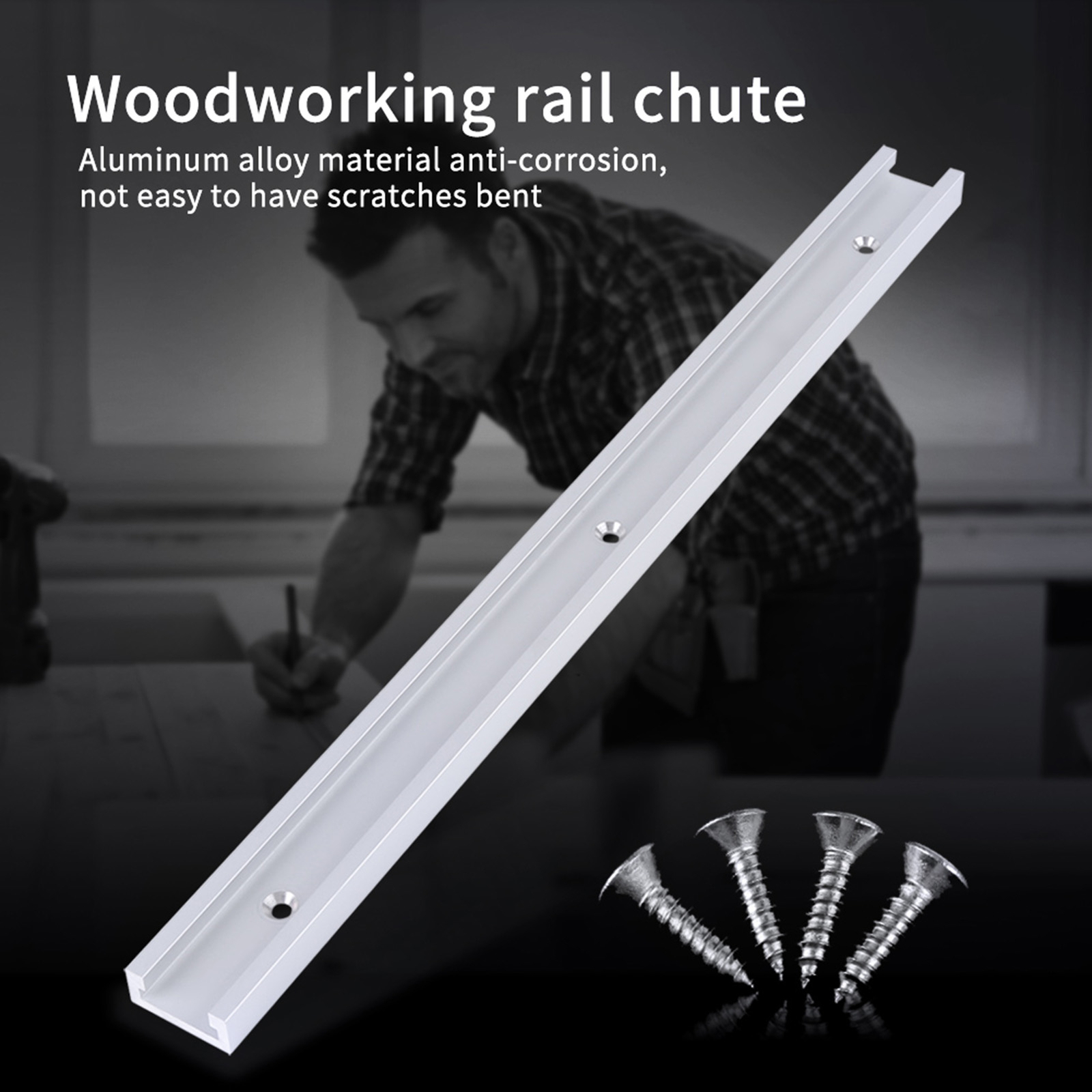 400mm Aluminum Alloy Woodworking T Track T Slot Track With Self-taping ...