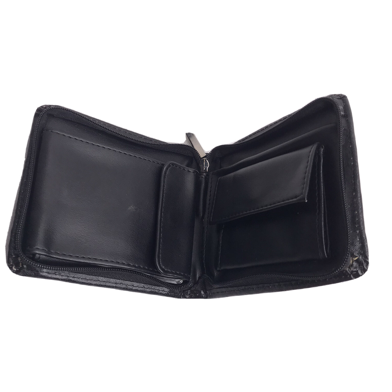Guang Tong Zip Around Wallet Black Leather And Synthe… - Gem