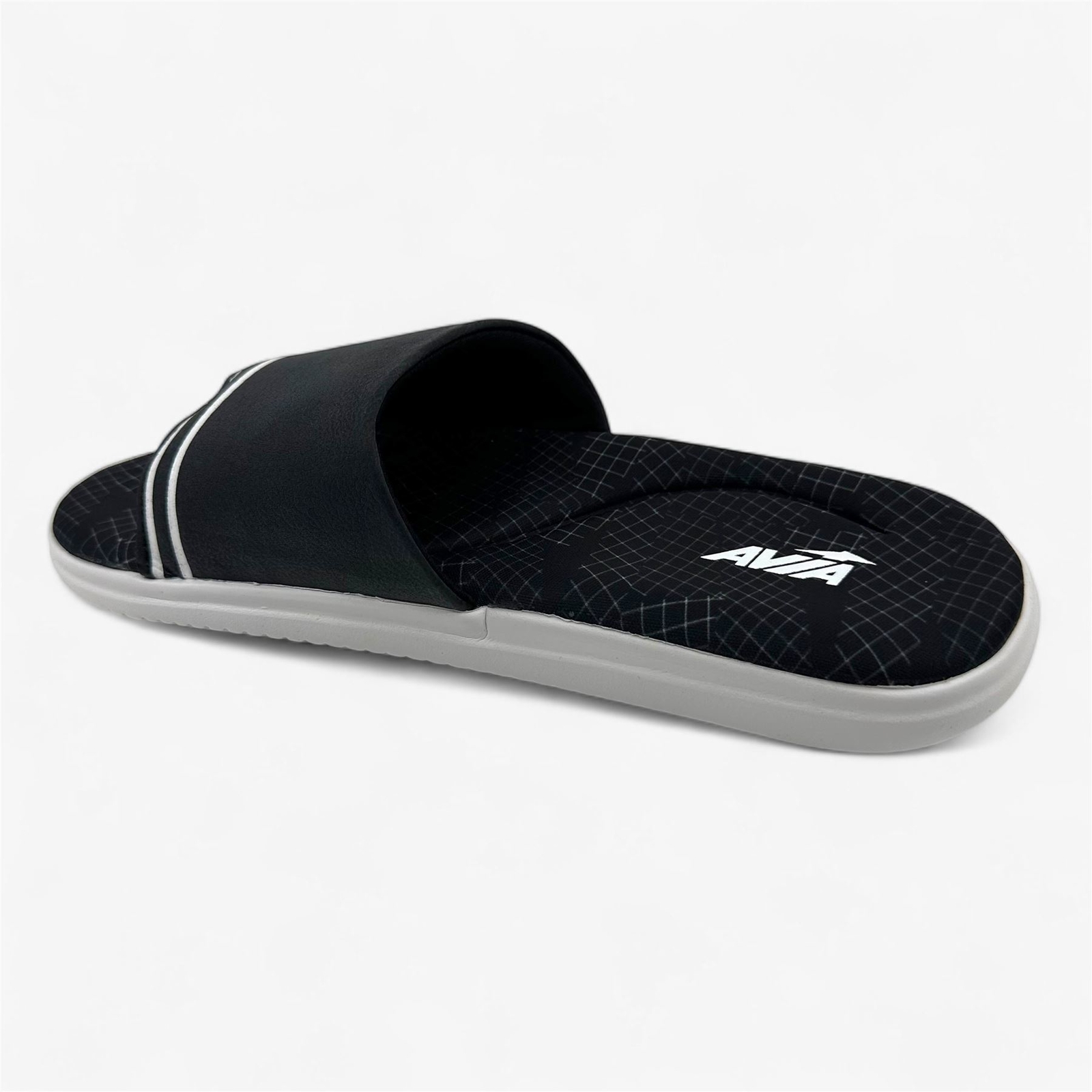 Avia Memory Foam Slide Jet Black Bright White Kids Boys Sandal Slide | eBay