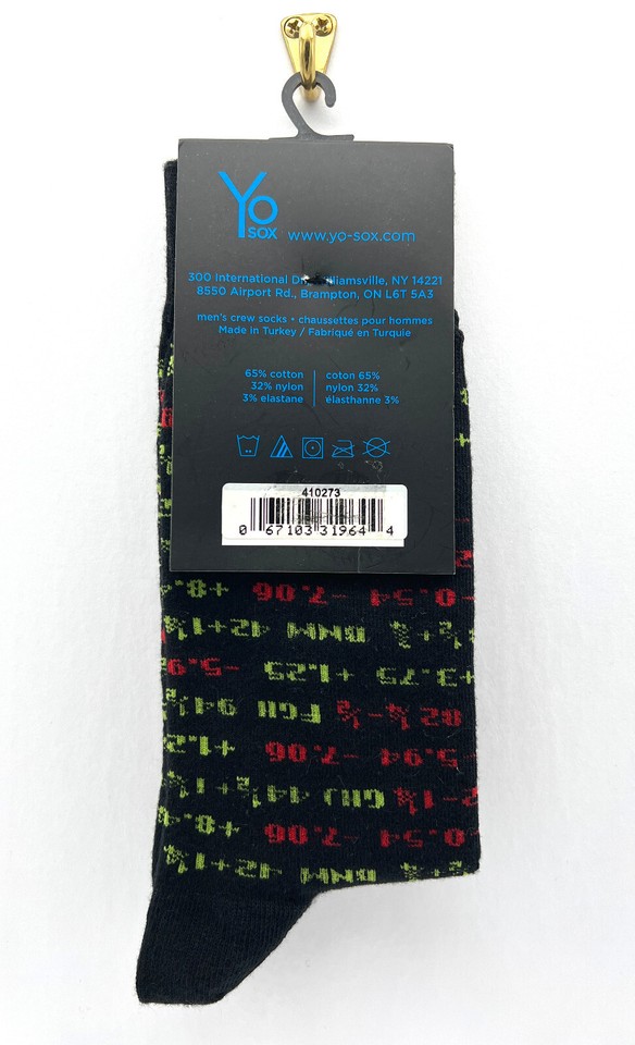 Yo Sox Socks Stock Exchange Ticker Men's Cotton Nylon Blend Sock Size 7 ...