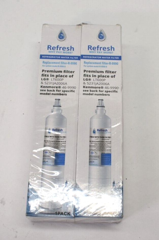 Lot of 2 Refresh Refrigerator Water Filters R-9990 Replacements For LG ...