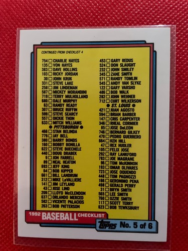 1992 TOPPS CHECKLIST # 658 | eBay