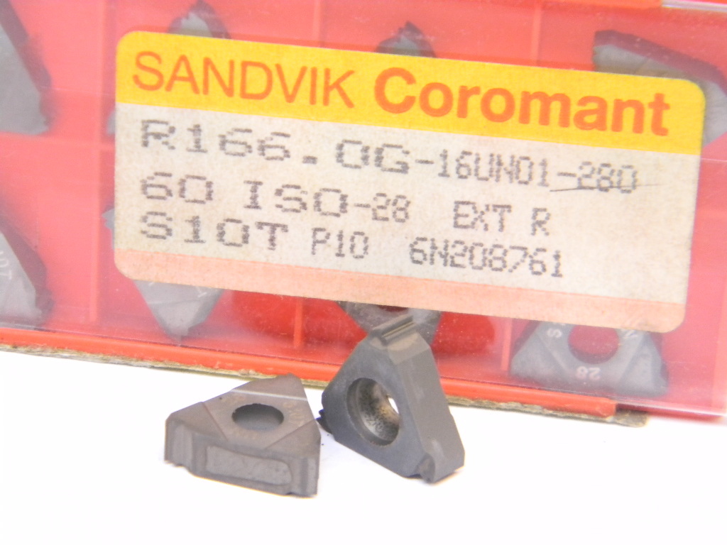 NEW SURPLUS 10PCS. SANDVIK R166.0G-16UN01-280 GRADE: S10T CARBIDE ...