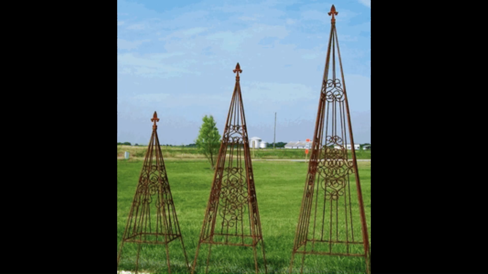 64" Rose Plant Support Garden Trellis Topiary, Round Wrought Iron ...