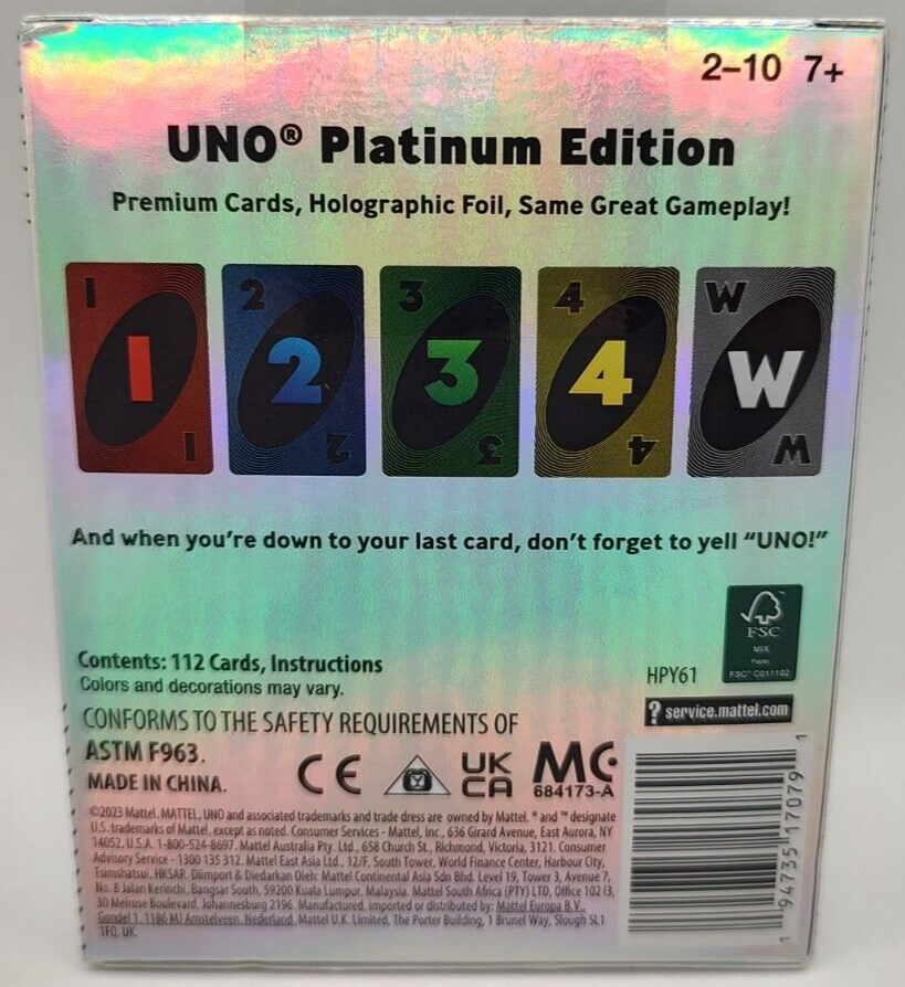 UNO Platinum Edition Card Game 2023 | eBay