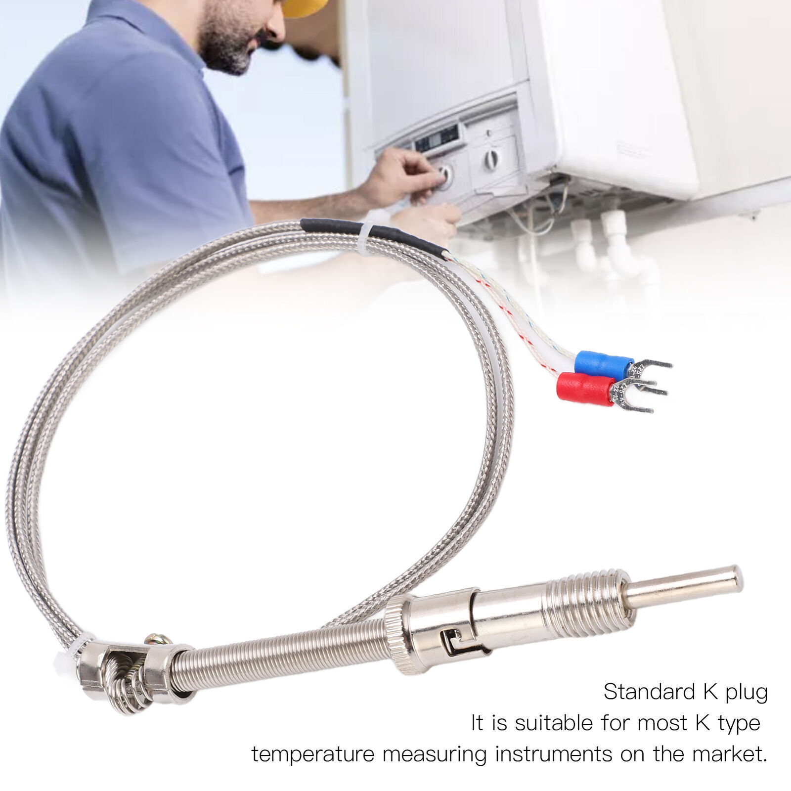 K Type Compression Spring Thermocouple Shielded Thermocouple Wire Probe ...