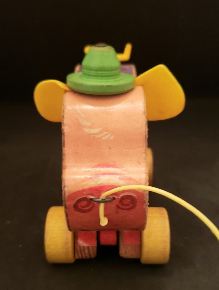 Vintage 1962 Fischer Price "Pudgy Pig" Pull Toy #478 w/string | eBay
