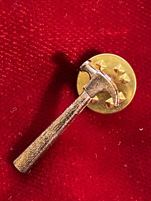 Silver Tone 3d Embossed Hammer Tool Carpenter Builder Vtg Tie Lapel Pin ...