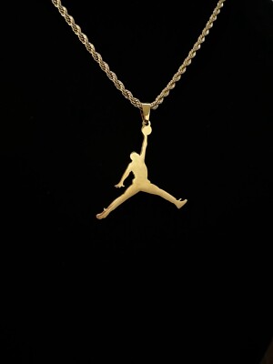 Jordan Necklace - Jumpman Pendant Michael Jordan - Gold Plated - 20 ...