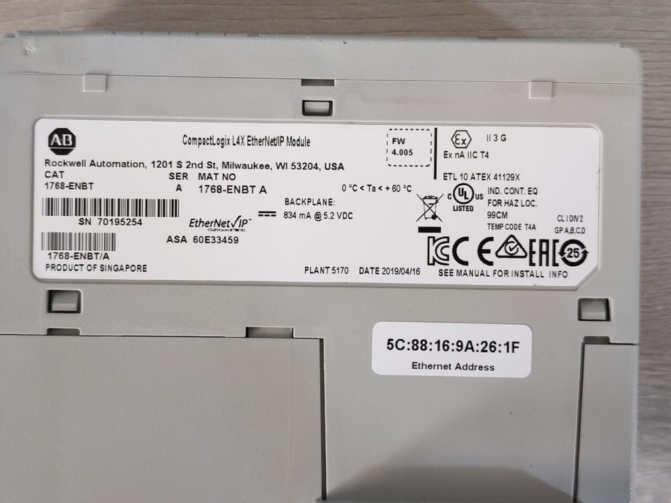 Allen Bradley 1768-ENBT Ser. A Compact Logix L4X Ethernet/IP Module | eBay