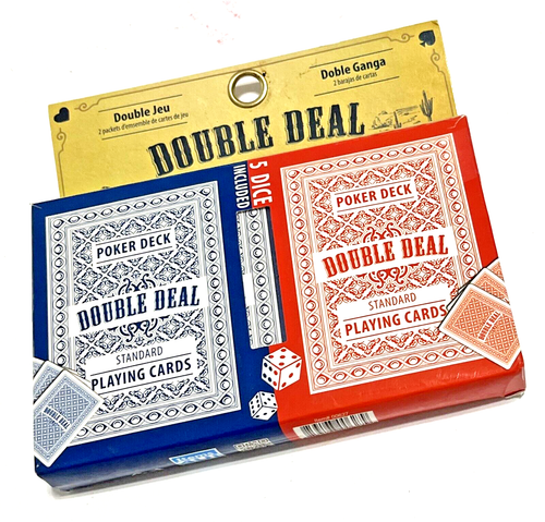 DOUBLE DEAL Poker Deck 2 Pack Standard Playing Card Set Plus 5 Bonus ...