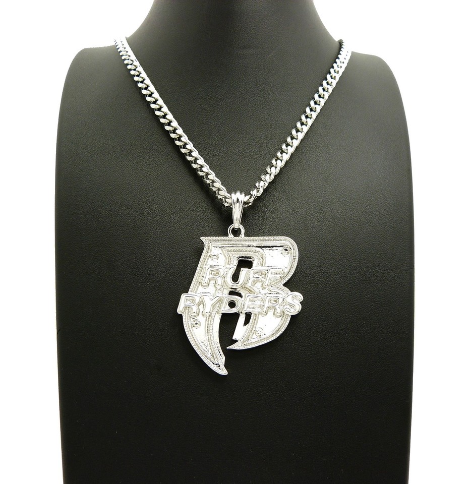 NEW RUFF RYDERS 'R' PENDANT & 24" BOX/CUBAN/ROPE CHAIN HIP HOP NECKLACE ...