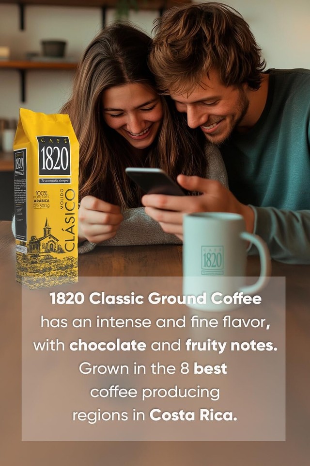 Café 1820 Classic – Premium Costa Rican Ground Coffee, Arabica, 18 oz ...