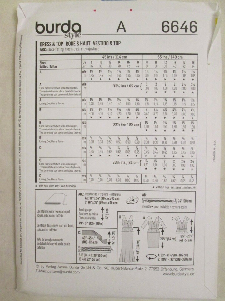 Burda 6646 Misses Dress & Top Pattern Sz 8-18 Formal Bridal Wedding ...