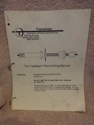 TRANSMATE PIPE DRILLING MACHINE INSTRUCTION MANUAL | eBay