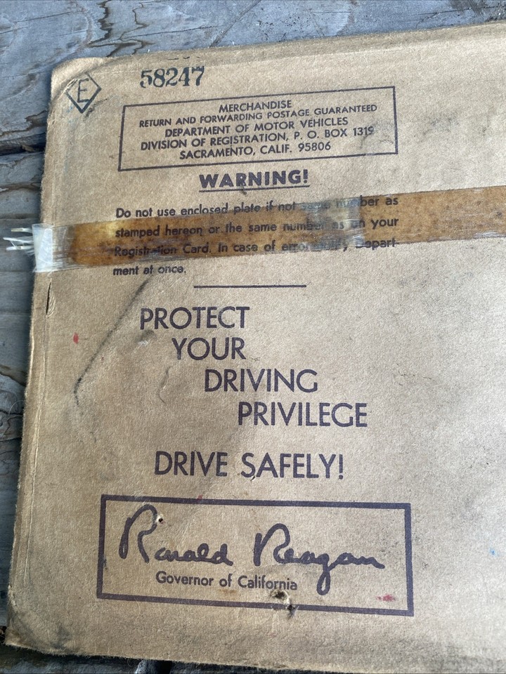 NOS California 70s Blue License Plate Exempt Police CHP Ronald Reagan ...