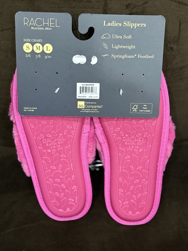 NEW Rachel Roy Women's Fuzzy Spring Foam Slippers Size 9/10 Magenta ...