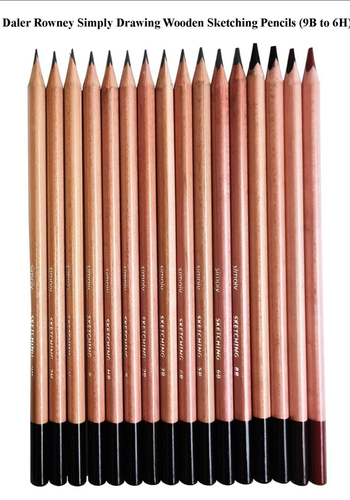 Daler Rowney Simply Sketching and Drawing Wooden Pencil 9B to 6H Set of ...