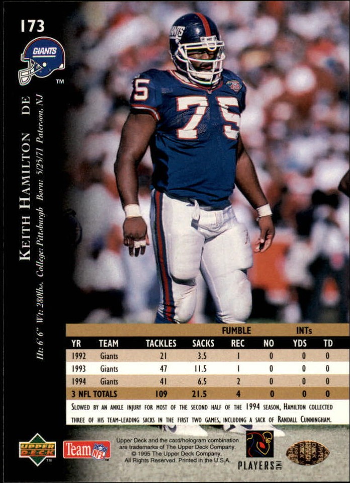 1995 Upper Deck Football Card #173 Keith Hamilton | eBay