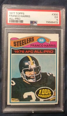 1977 TOPPS FOOTBALL Card FRANCO HARRIS #300 PITTSBURGH STEELERS HOF PSA ...