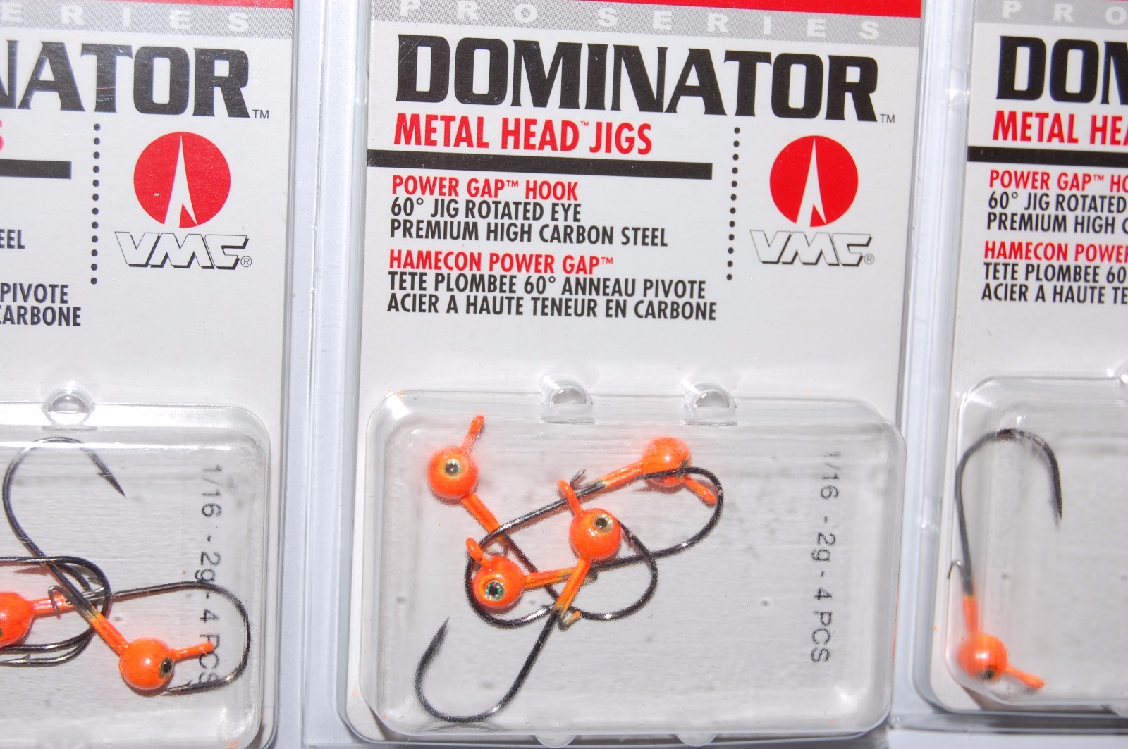 3 packs vmc dominator metal head jigs 1/16oz orange power gap mhj116-or ...
