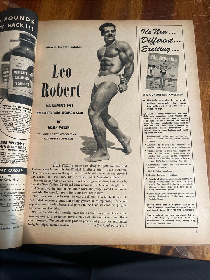 MUSCLE BUILDER bodybuilding magazine LEO ROBERT 1-56 | eBay