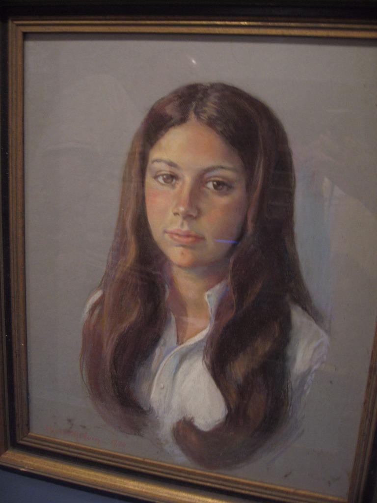 STUNNING 21 X 26 CHARCOAL OF A CONNECTICUT GIRL, ELIZABETH HORN, 1970 ...