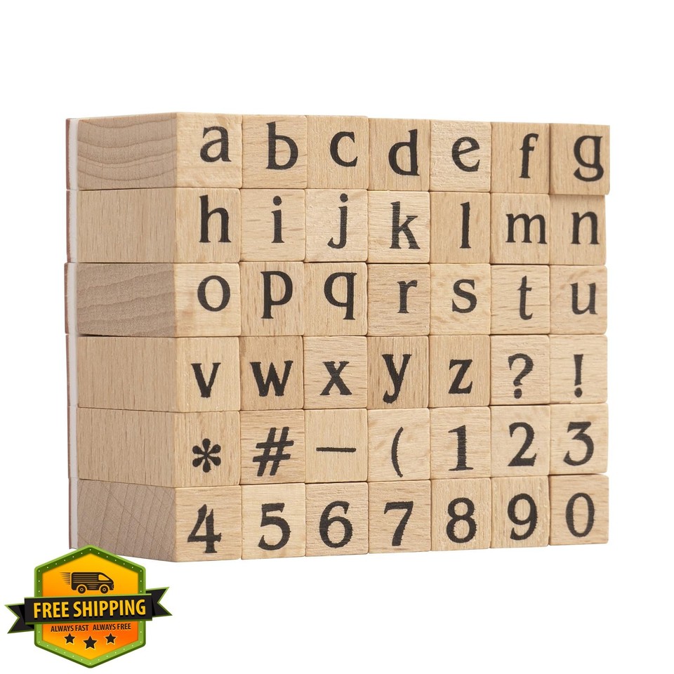 DIYOOHOMY Lowercase Letter Stamps, 42pc Wooden Alphabet, Clay Pottery ...