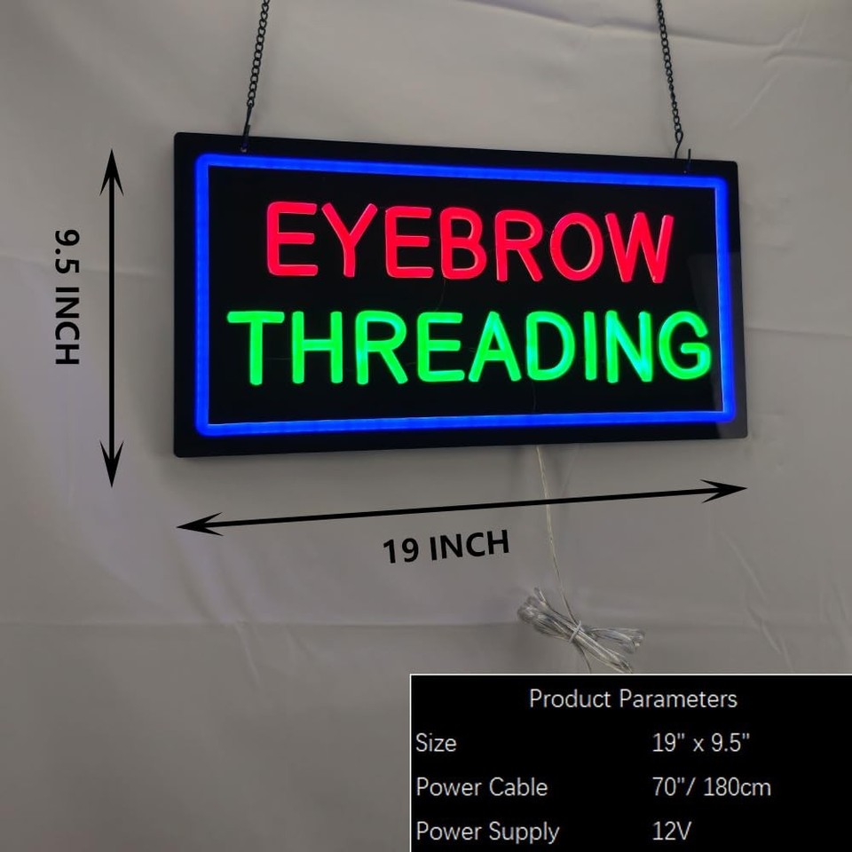 Eyebrow Threading Neon Sign for Wall Decor, LED Neon Sign for Beauty ...