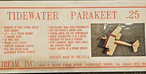 Tidewater Parakeet .25 RC Plane Kit – 42" Balsa – Dave Robelen Design – Rare | eBay