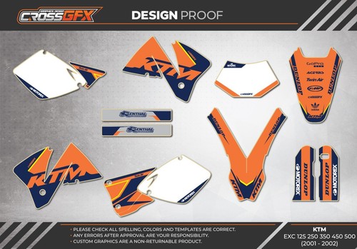 2001 2002 Graphics Kit for KTM EXC 125 200 250 300 380 400 520 Decals ...