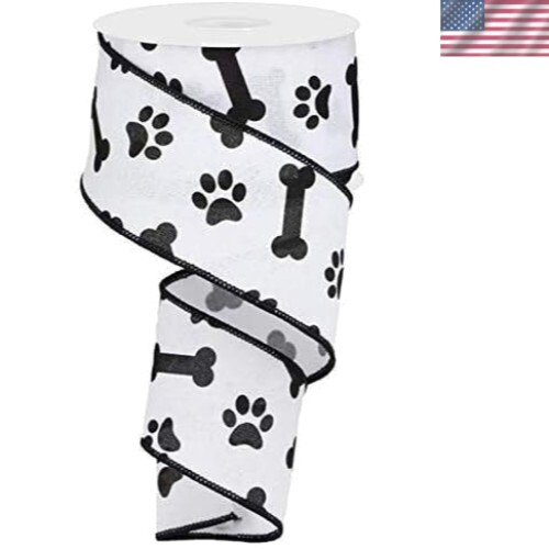 Durable 2.5” Paw Print & Dog Bone Ribbon - Perfect for Gift Wrapping or ...