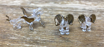 Crystal Glass Miniature Elephants 2 Teeny Tiny 1 Pegasus Horse Italy ...