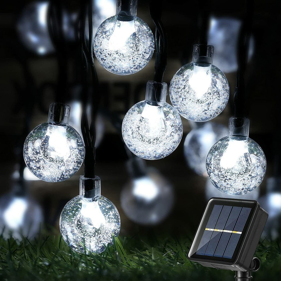 100LED SOLAR POWERED RETRO BULB STRING LIGHTS GARDEN OUTDOOR FAIRY ...