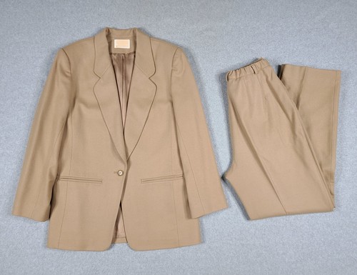 Vintage Pendleton Womens Pant Suit Brown Beige Size 8 Wool Business ...
