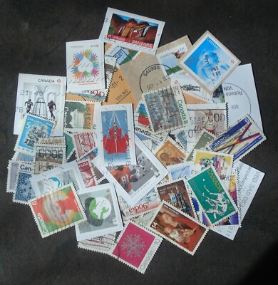 CANADA MODERN MULTICOLOR COLLECTION STAMPS lot of 66 on and off paper ...