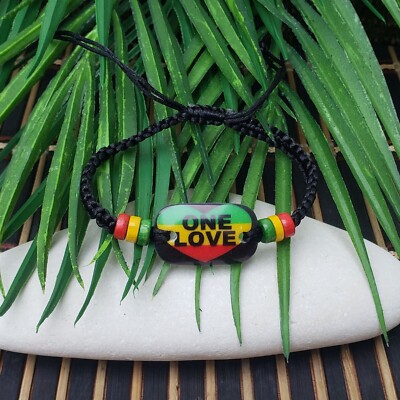 One Love Reggae Bracelet Rasta Jewellery Bob Marley Inspired Wristband ...