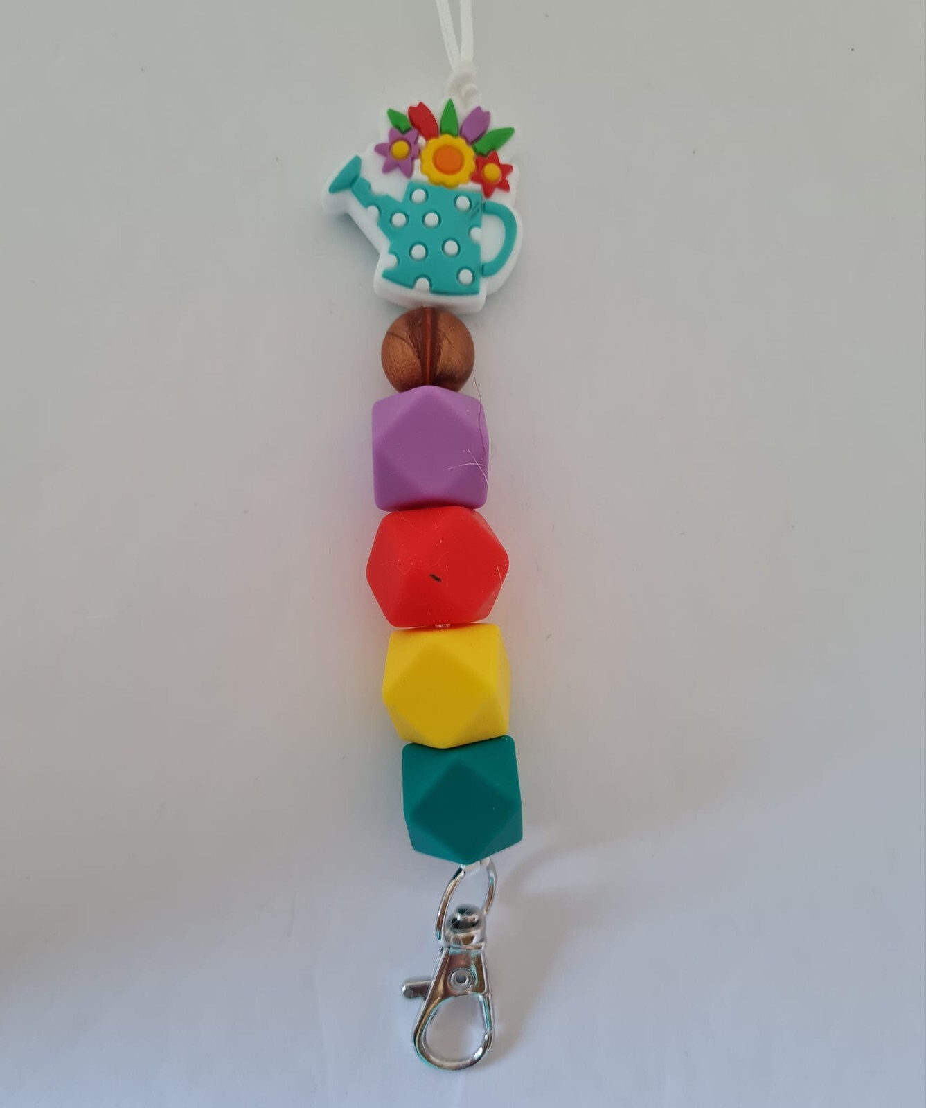 Green watering can / flower silicone bead lanyard / Id holder / badge ...