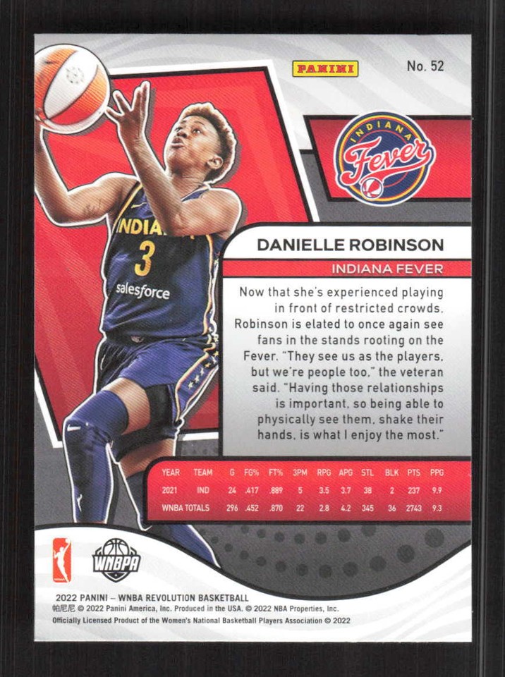 Danielle Robinson 2022 Panini Revolution WNBA Indiana Fever #52 | eBay