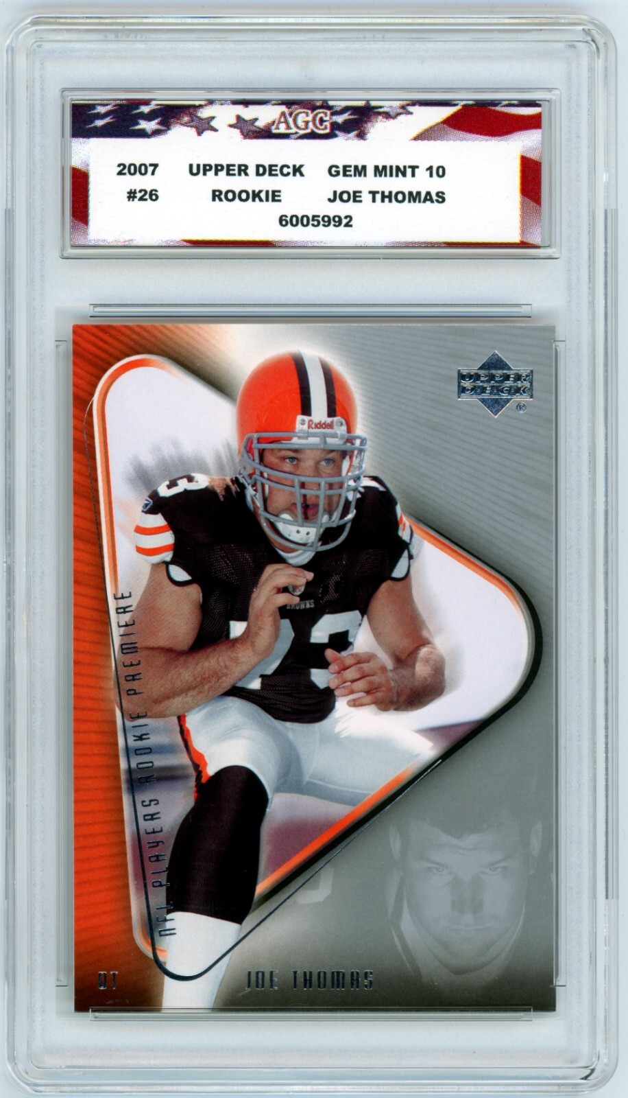 2007 Upper Deck #26 Joe Thomas Rookie Card AGC 10 Gem Mint Cleveland ...