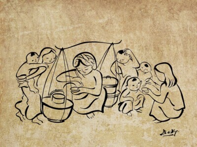 Beky's painting of "BAN HANG RONG" in Chinese black ink on special ...