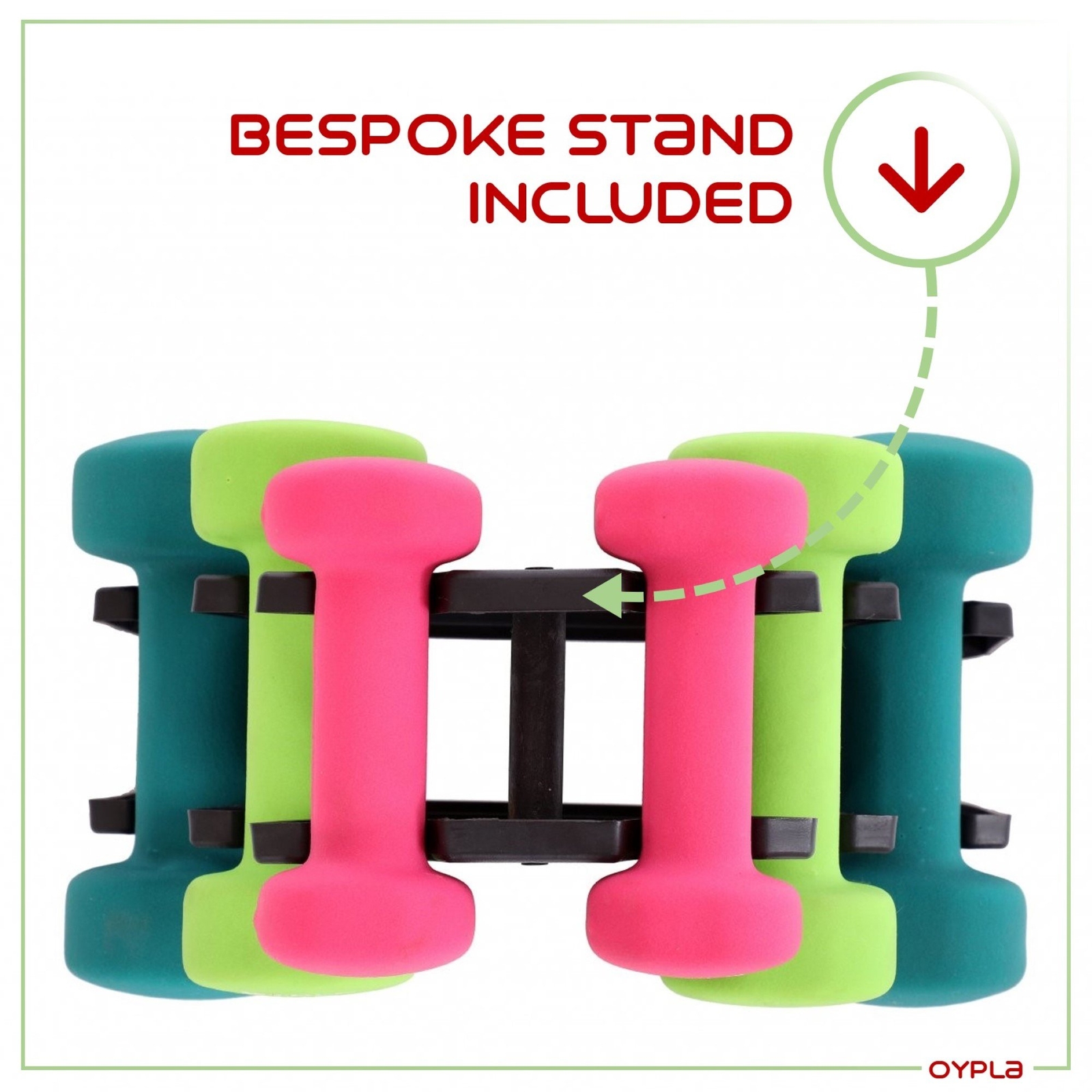 NEW! 12kg Neoprene Hand Dumbbell Workout Weight Set Including Stand ...