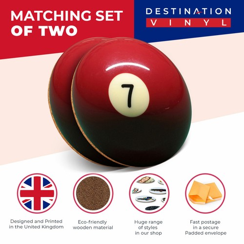 2 x Coasters - 7 Seven Pool Snooker Ball Home Gift #2414 | eBay UK