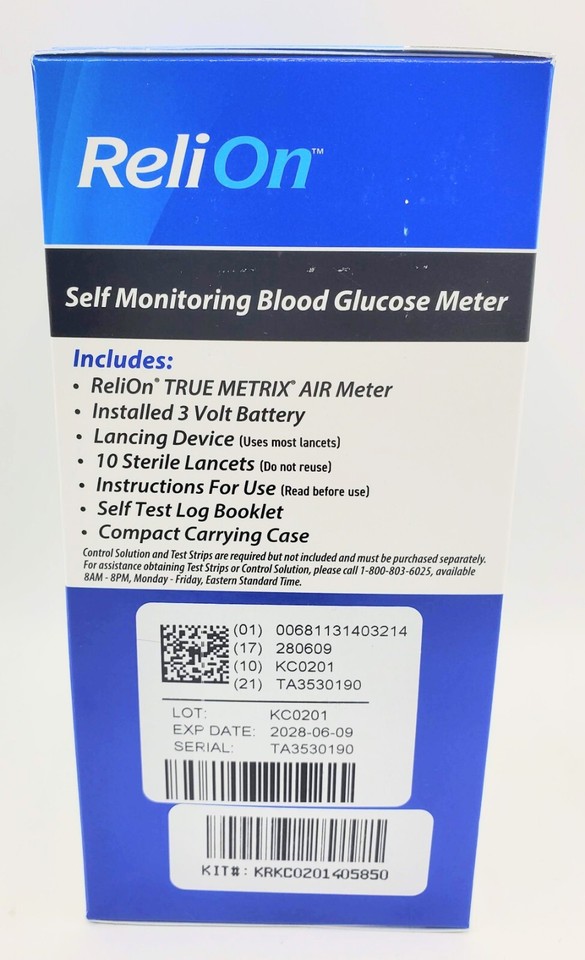 Reli On TRUE METRIX Self-Monitoring Blood Glucose Meter With Bluetooth ...