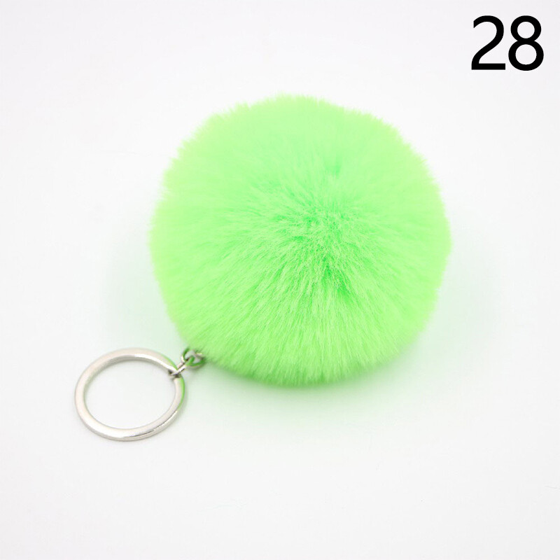 Soft Fur Fluffy Ball Keychain PomPom Key Chains Keyring Charms Handbag ...