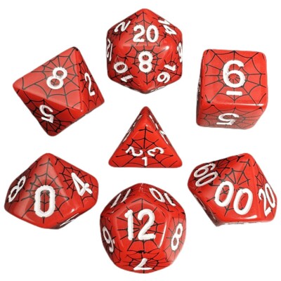 Spider Dice Set Red Black 7 Pcs D4-D20 Polyhedral for =Roleplaying ...