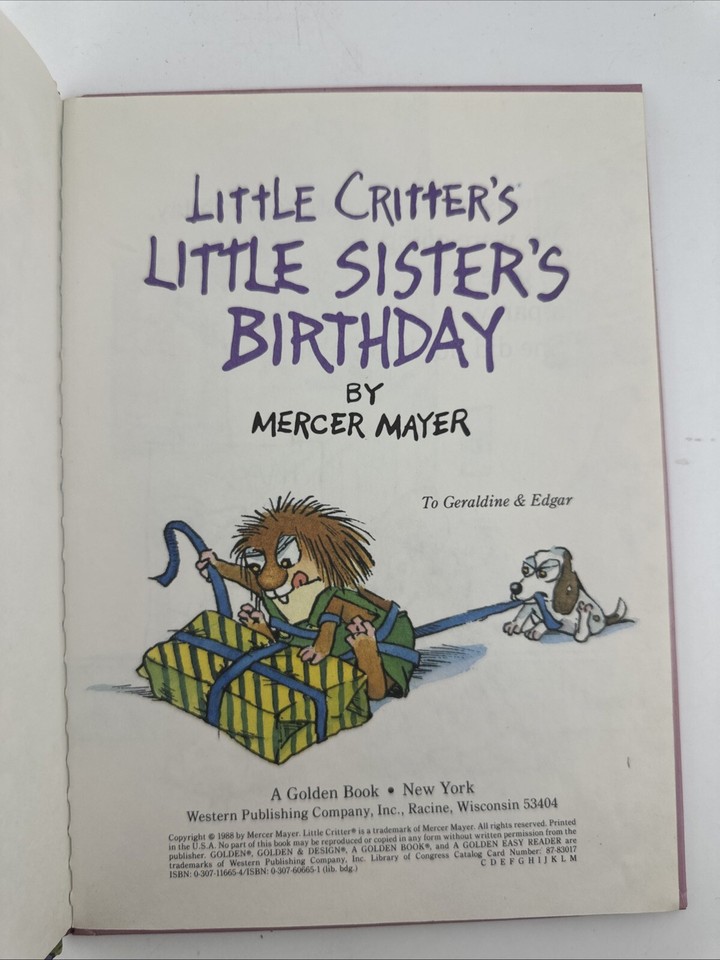 Little Critter's Little Sister's Birthday by Mercer Mayer | eBay