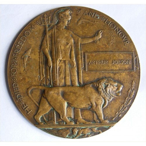 WW1 Death Penny Plaque RARE BROTHERS- ARTHUR and ALFRED THOMAS JOBSON ...